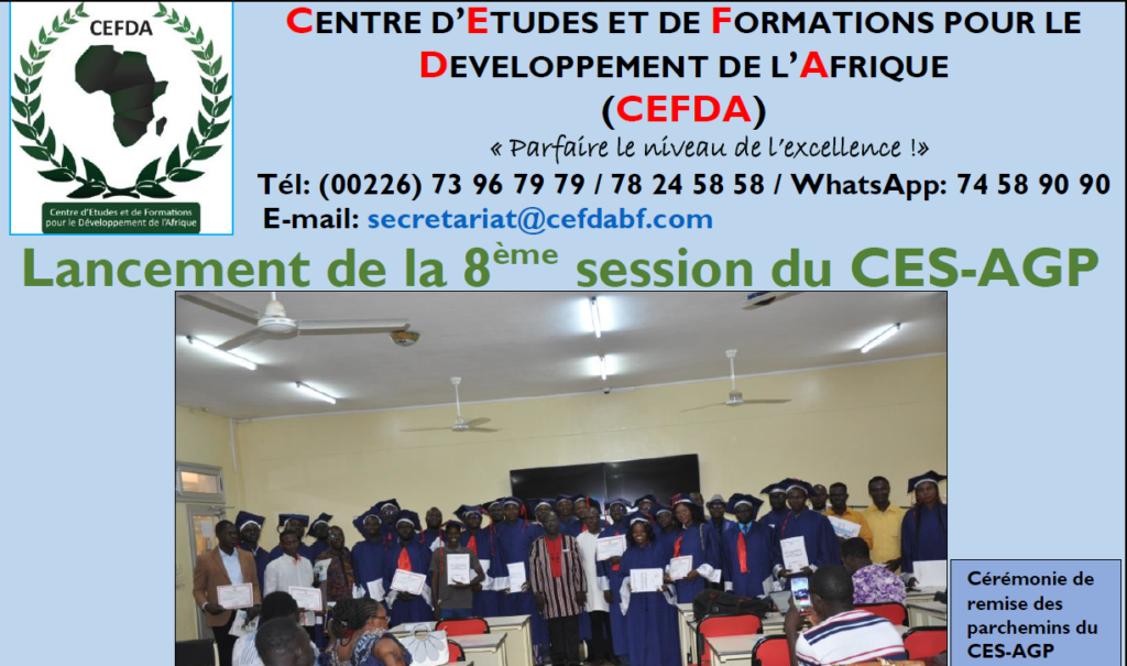 ANNONCE : CENTRE D’ETUDES ET DE FORMATIONS POUR LE DEVELOPPEMENT DE L’AFRIQUE (CEFDA ...