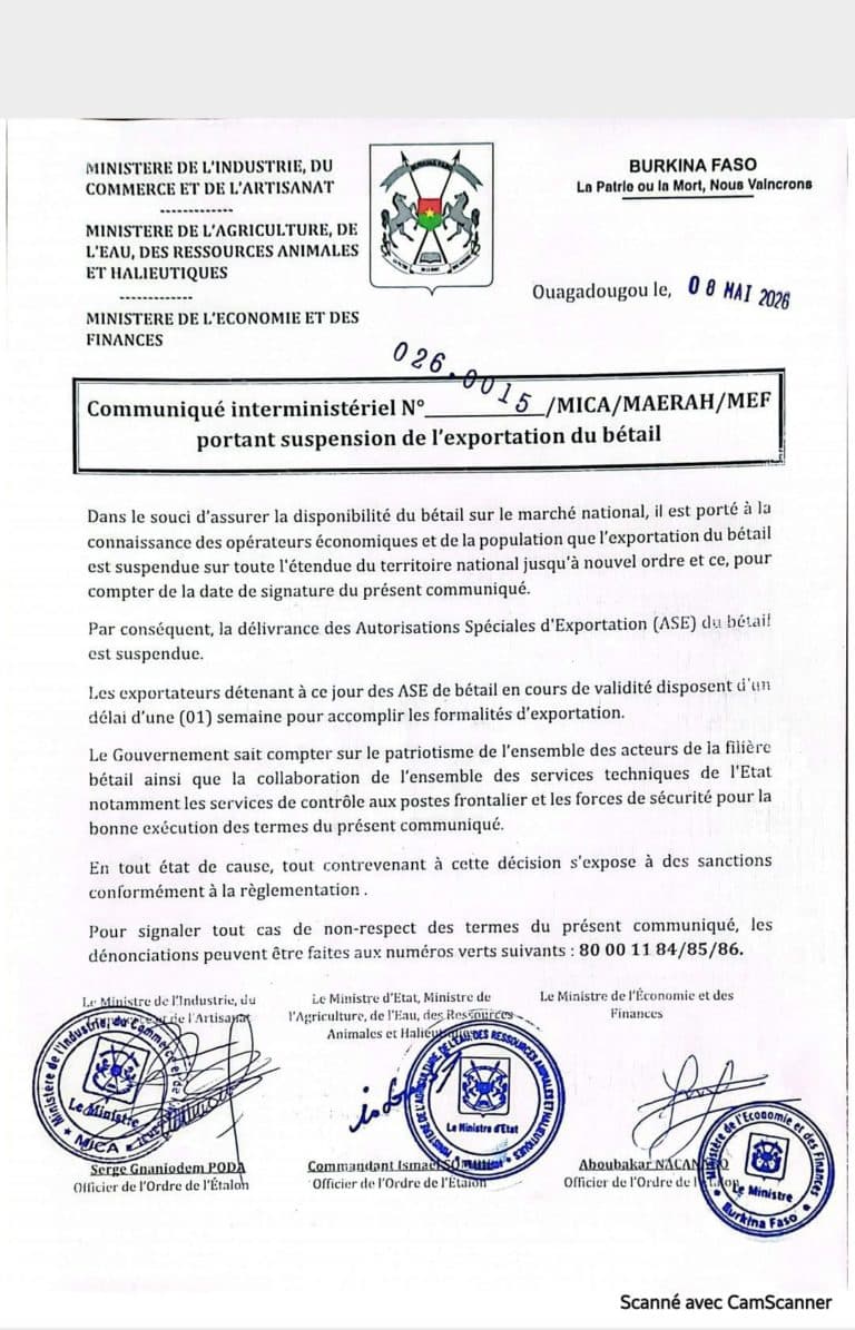 Burkina Faso : Le gouvernement suspend l’exportation du bétail jusqu’à ...